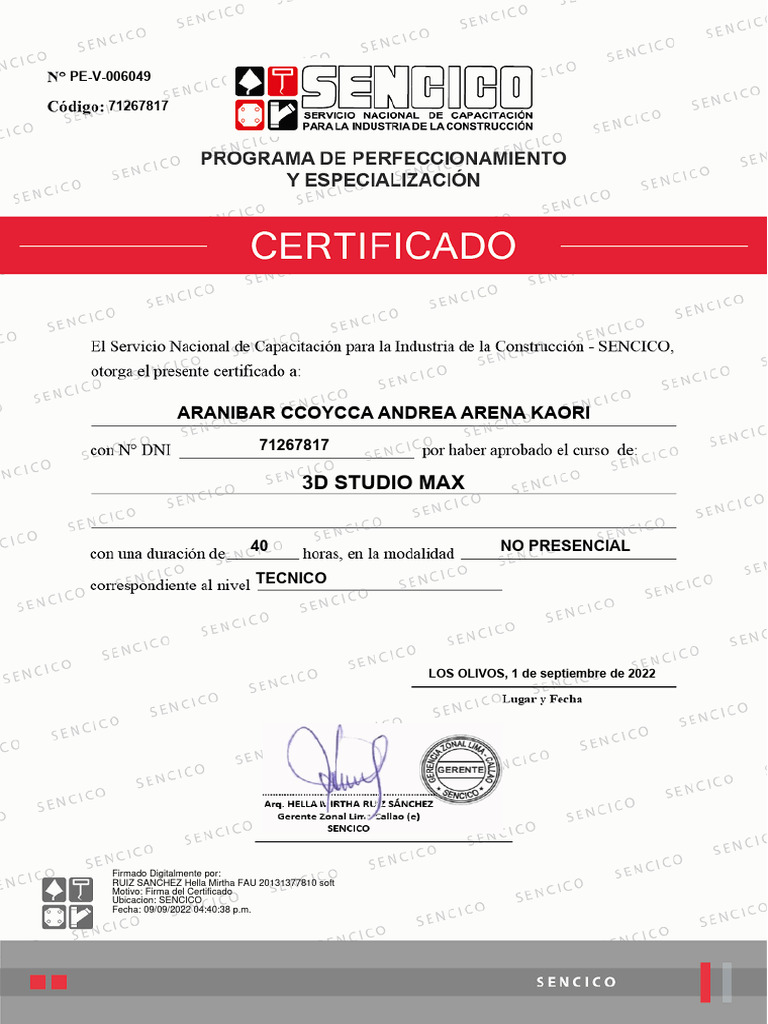 3D Max - Sencico - Certificado | PDF