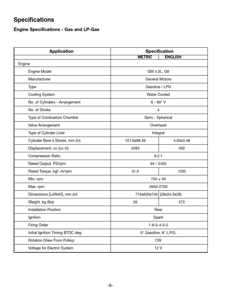 FG40-50 Engine Specification | PDF | Ignition System | Engines