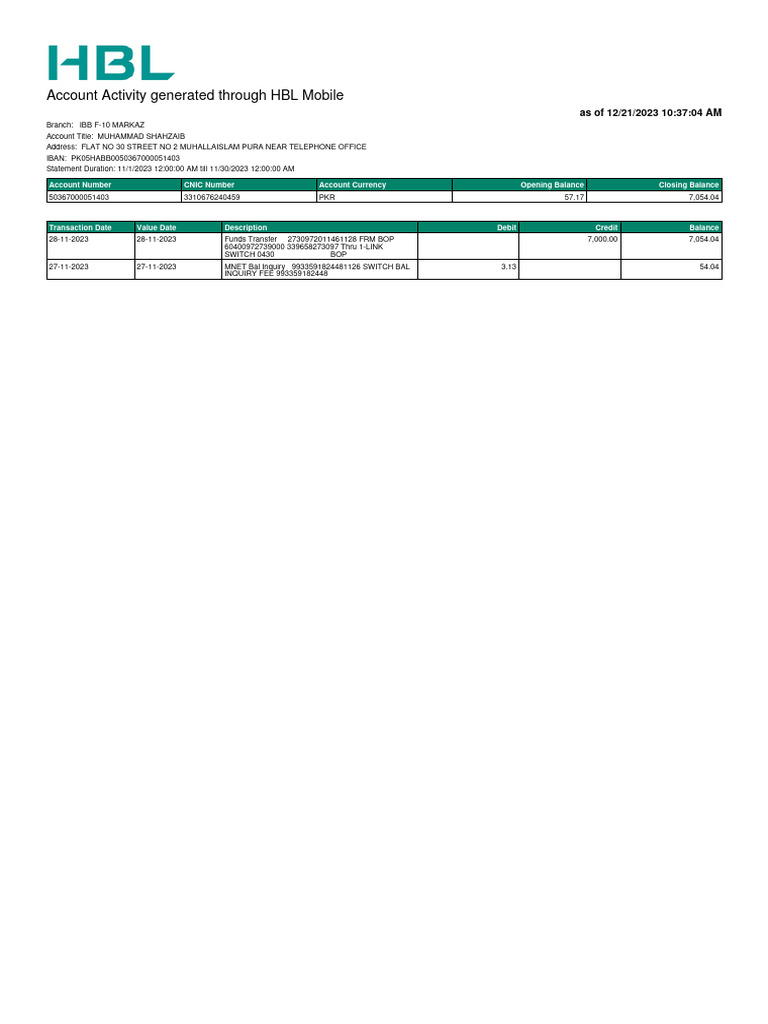 Account Statement 21-12-2023T10 37 03 | PDF