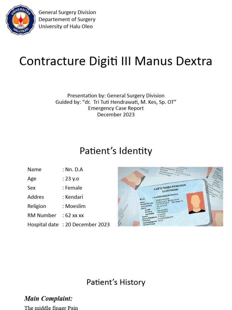 Contracture of Right Middle Finger Report | PDF | Clinical Medicine ...