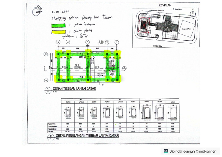 Mapping Galian Pilecap Dan Tiebeam Sda 2 | PDF