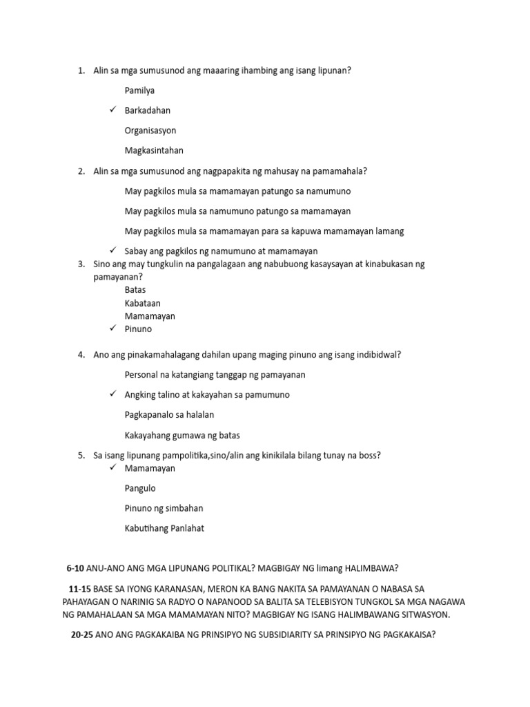 Alin Sa Mga Sumusunod Ang Maaaring Ihambing Ang Isang Lipunan | PDF