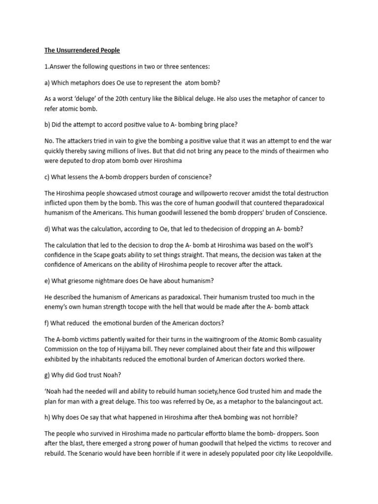 The Unsurrendered: Hiroshima's Resilience | PDF | Nuclear Weapons ...