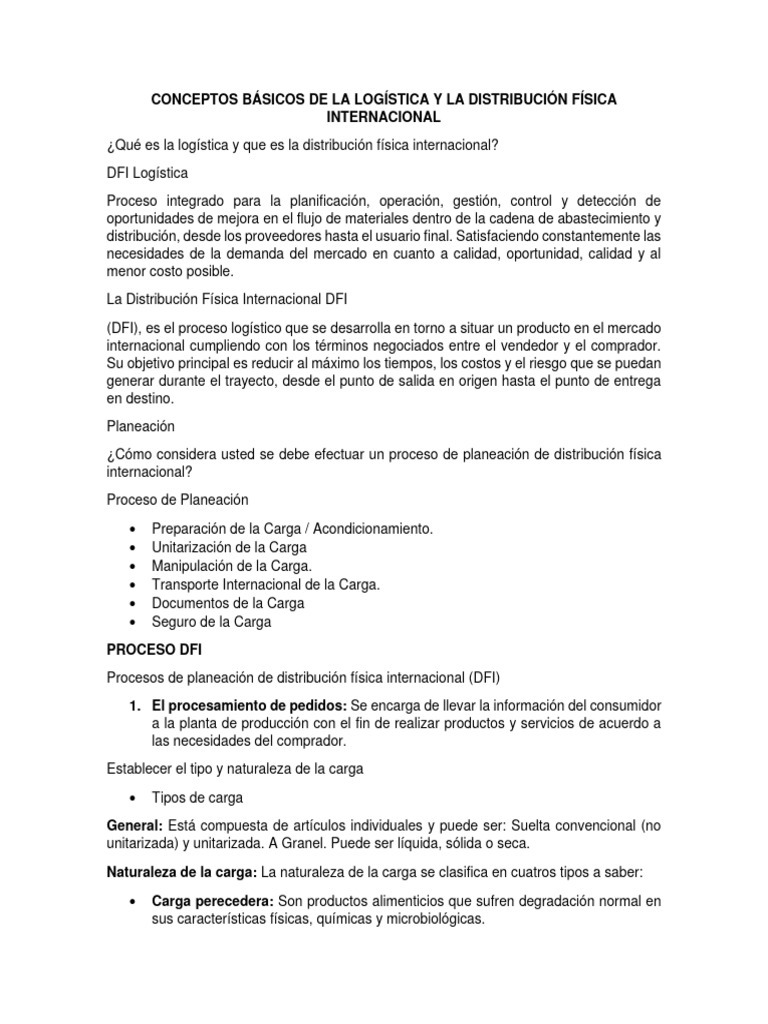 1 Conceptos Básicos De La Logística Y La Distribución Física