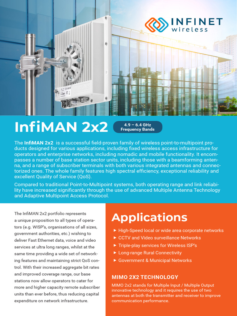 Datasheet InfiMAN 2x2 | Download Free PDF | Computer Network | Mimo