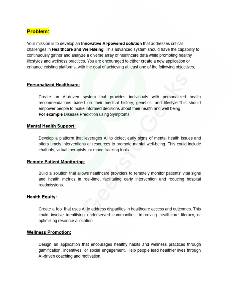 Hack For Health (1) Docx | PDF