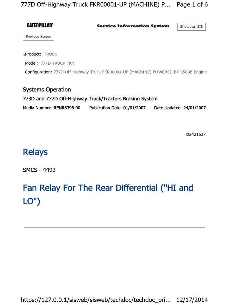 777D System Operation - Relays | PDF | Relay | Equipment
