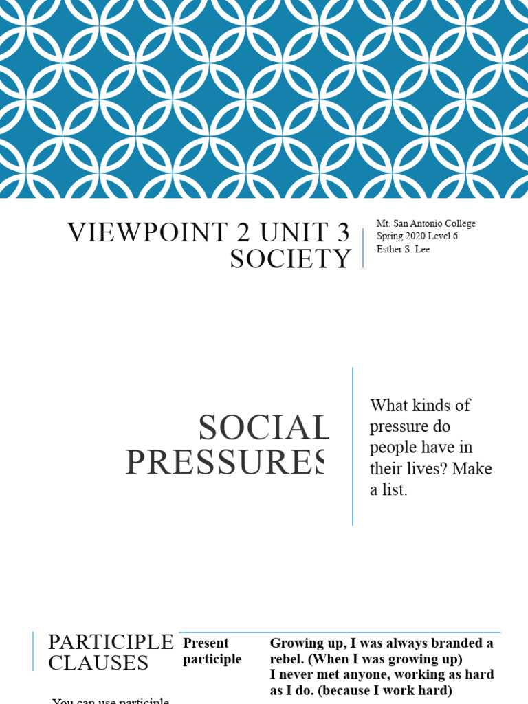 Viewpoint 2 Unit 3 Society | PDF | Verb | English Language