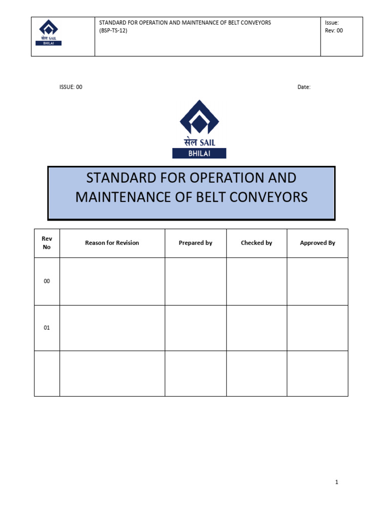 Belt Conveyor Operation & Maintenance Standard | PDF | Belt (Mechanical ...