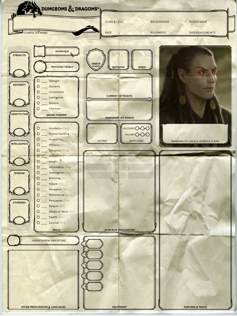 DND - 5E - CharacterSheet - Form Fillable | PDF