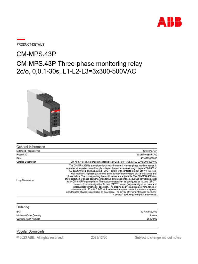 1SVR740884R4300 CM Mps 43p | PDF | Fuse (Electrical) | Alternating Current