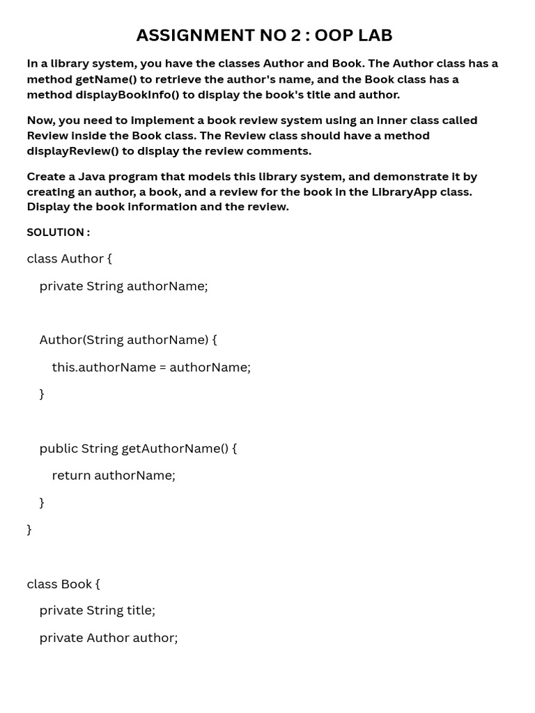 Assignment No 2 Oop Lab | PDF