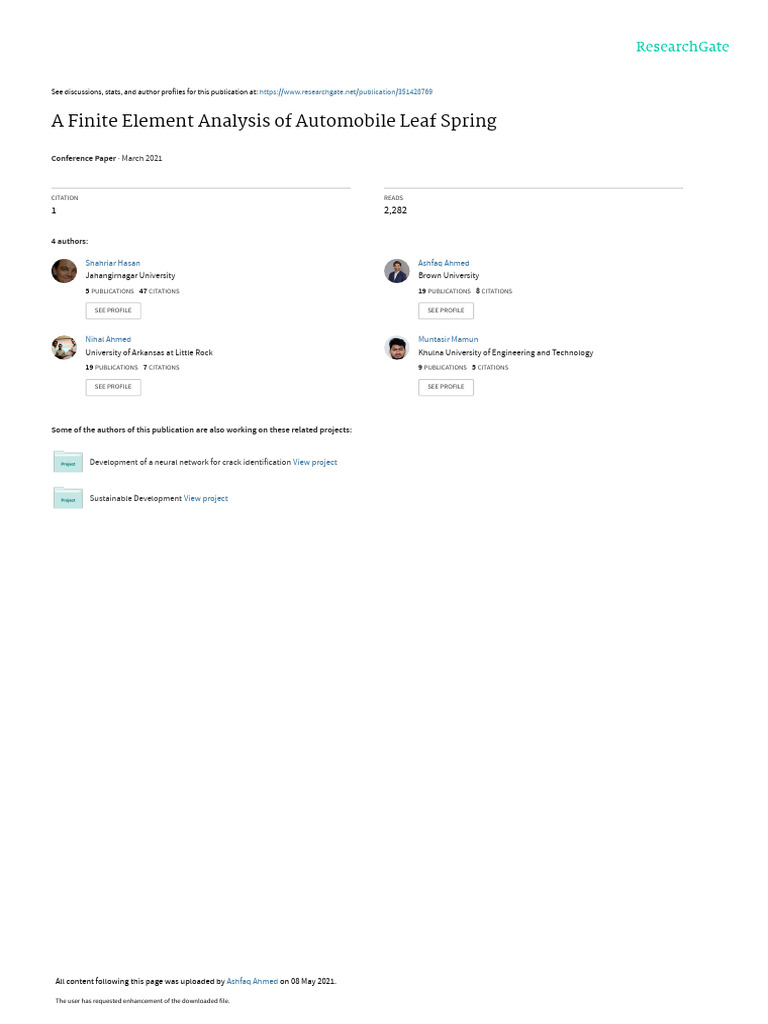 Afinite Element Analysisof Automobile Leaf Spring Pdf Deformation