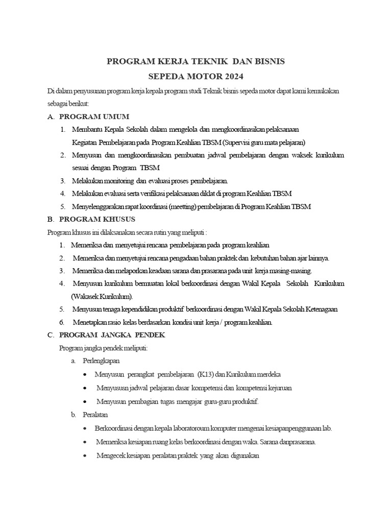 Program Kerja Tbsm 2024 Pdf