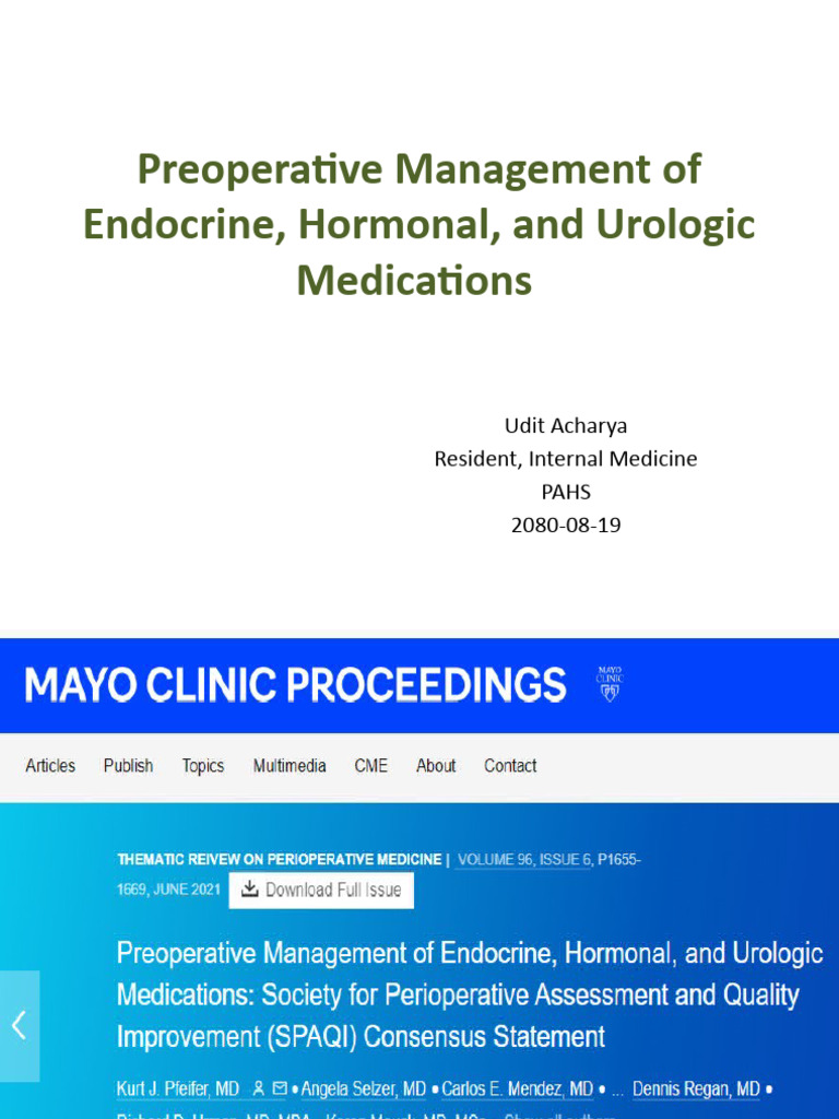 Preoperative Management of Medications | PDF | Medicine | Clinical Medicine