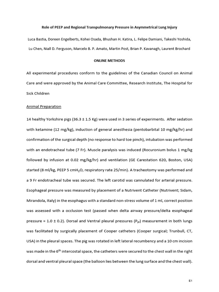 Role of PEEP and Regional Transpulmonary Pressure in Asymmetrical Lung ...