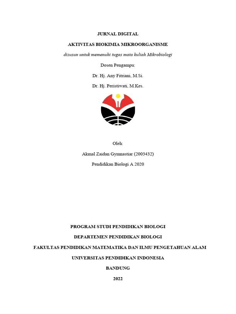 Akmal Zaidan G - 2003432 - Jurnal Aktivitas Biokimia Mikroorganisme | PDF