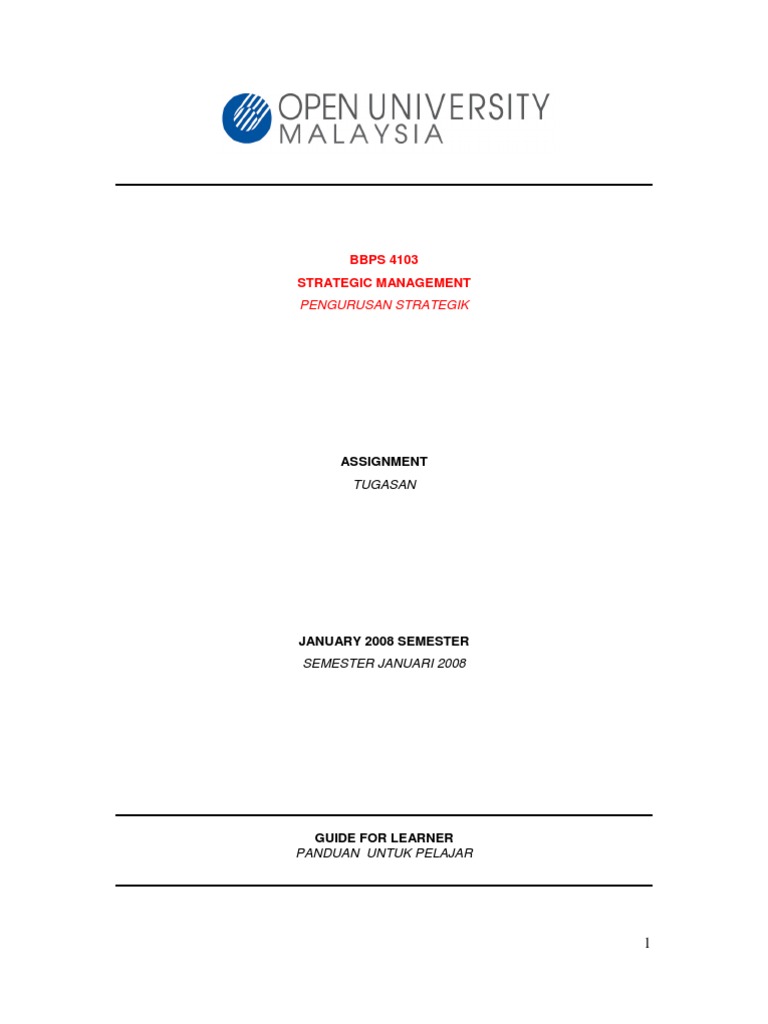 BBPS4103 Assignment Jan2008 | PDF | Tutor | Swot Analysis