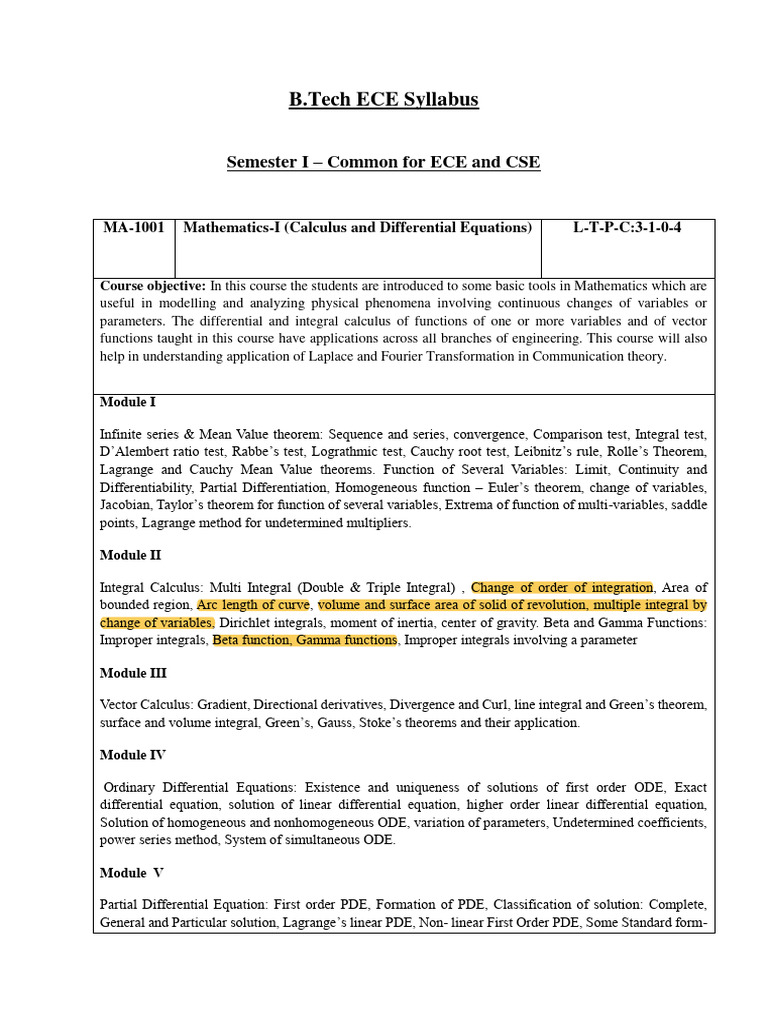Syllabus ECE | PDF | Partial Differential Equation | Amplifier
