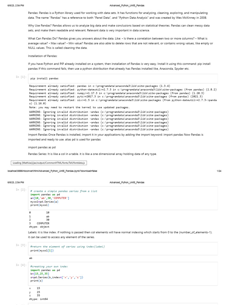 Advanced Python Unit5 Pandas | PDF | Software Engineering | Computer ... Advanced Python Unit5 Pandas | PDF | Software Engineering | Computer ...