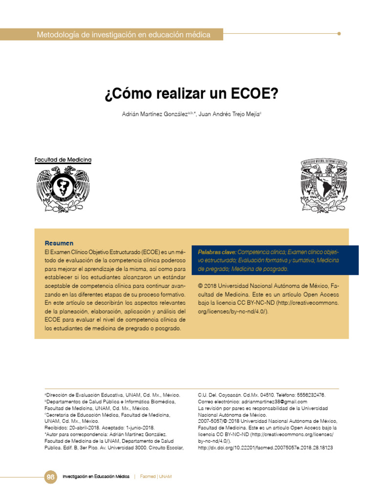 Como Realizar Un ECOE | Descargar gratis PDF | Evaluación | Diagnostico medico