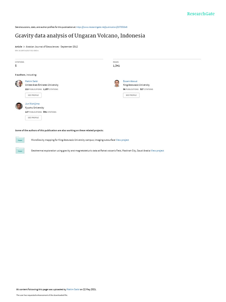 Gravity Data Analysis of Ungaran Volcano, Indonesia | PDF | Volcano ...