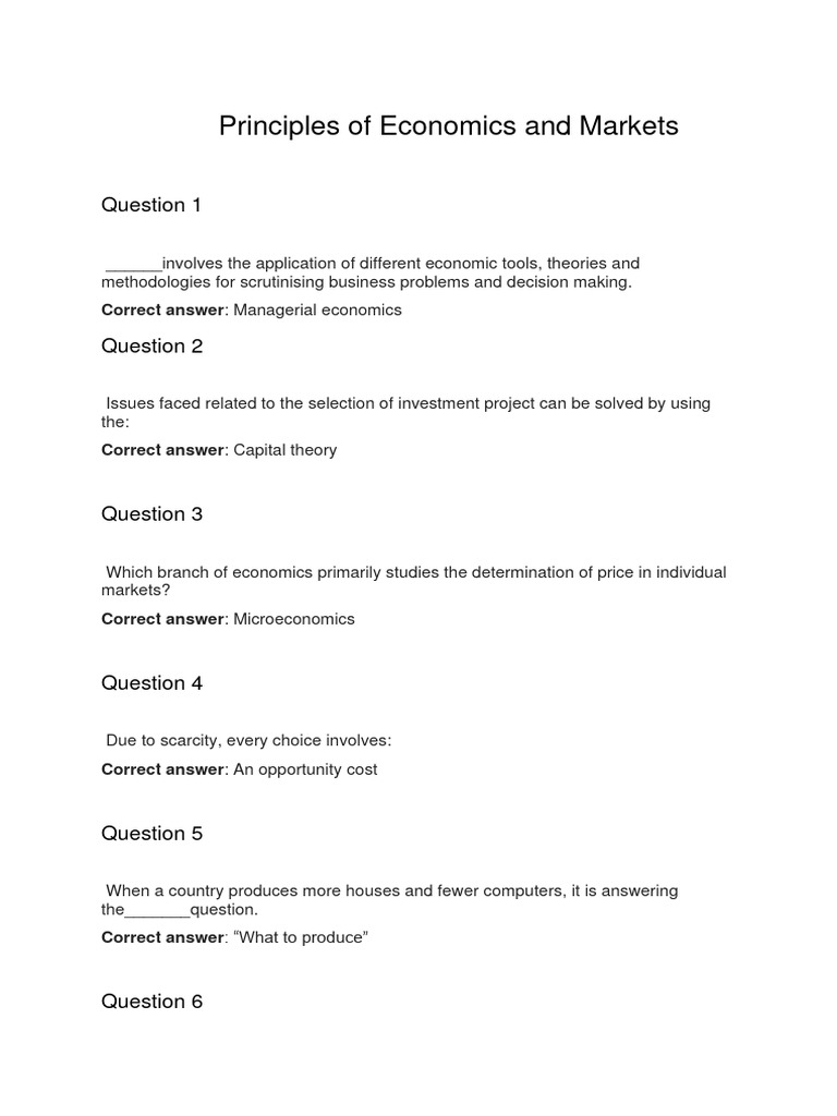 Economics Principles and MCQs Guide | PDF | Oligopoly | Monopoly