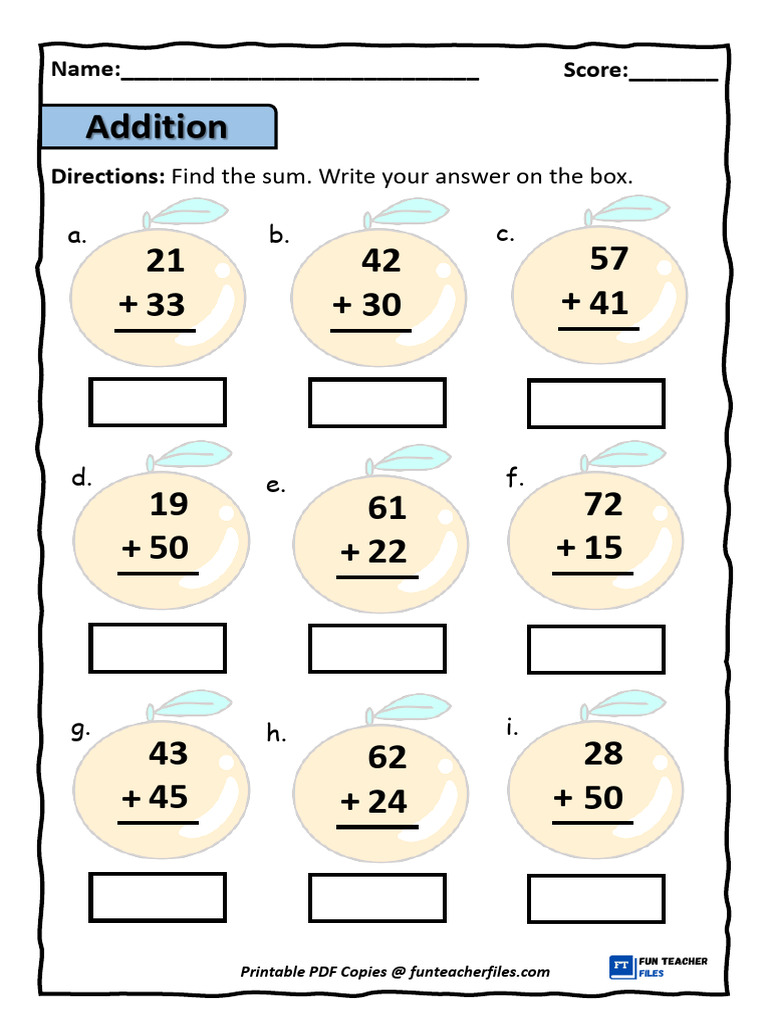 Two-Digits-Addition-Worksheets-Without-Regrouping-Set-1 | PDF