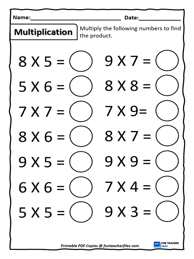 One Digit Multiplication Worksheet Set 2 | PDF | Teaching Methods ...