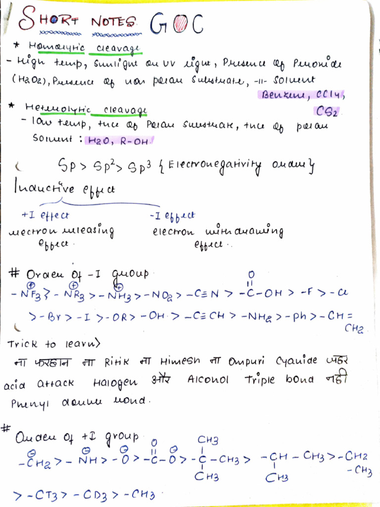 General Organic Chemistry (GOC) Short Notes | PDF | Applied And ...