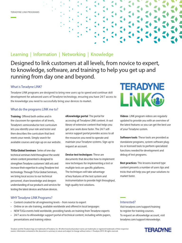 Teradyne LINK: Training & Resources | PDF | Expert | Software