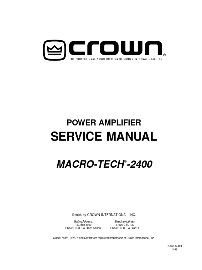 Crown Macro-Tech-2400 SM | PDF