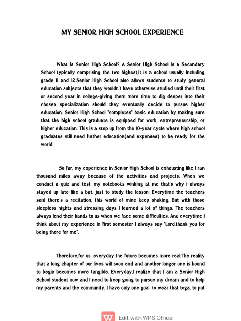 MY SENIOR HIGH-WPS Officegsll | PDF
