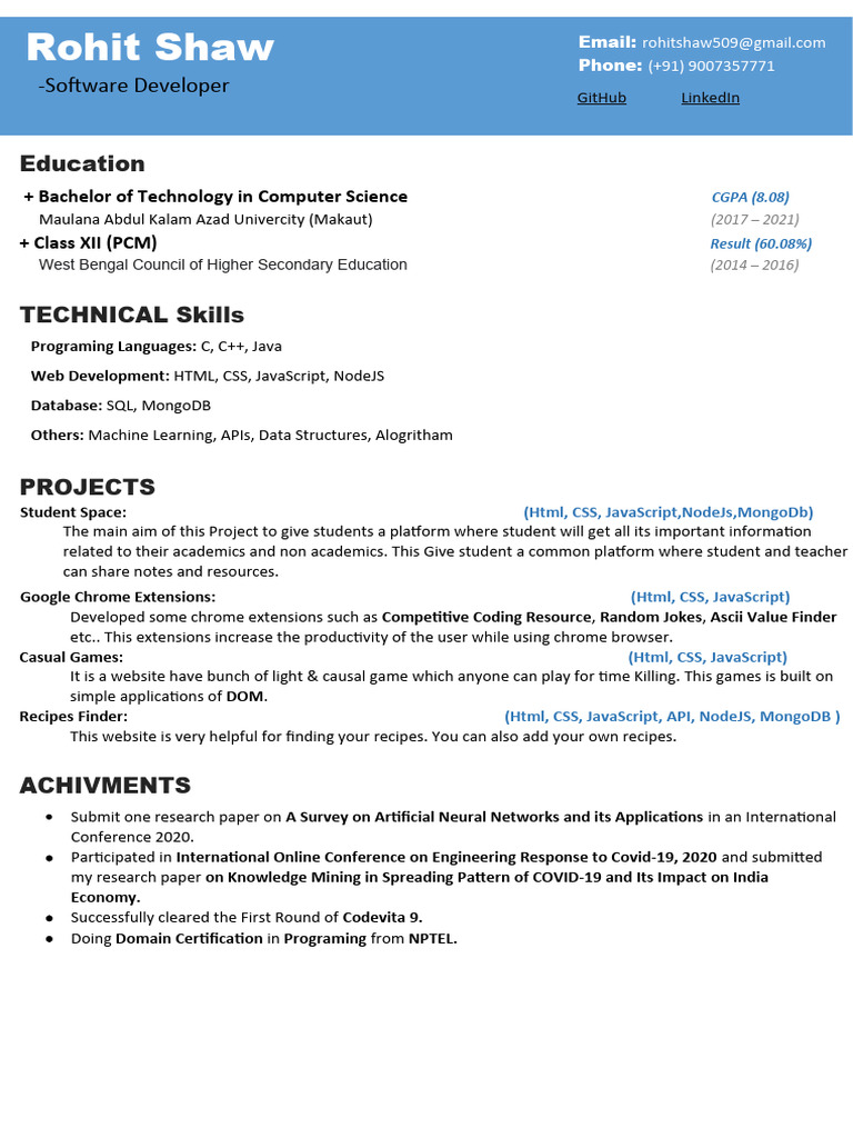 Software Developer: Education | PDF | Java Script | Websites