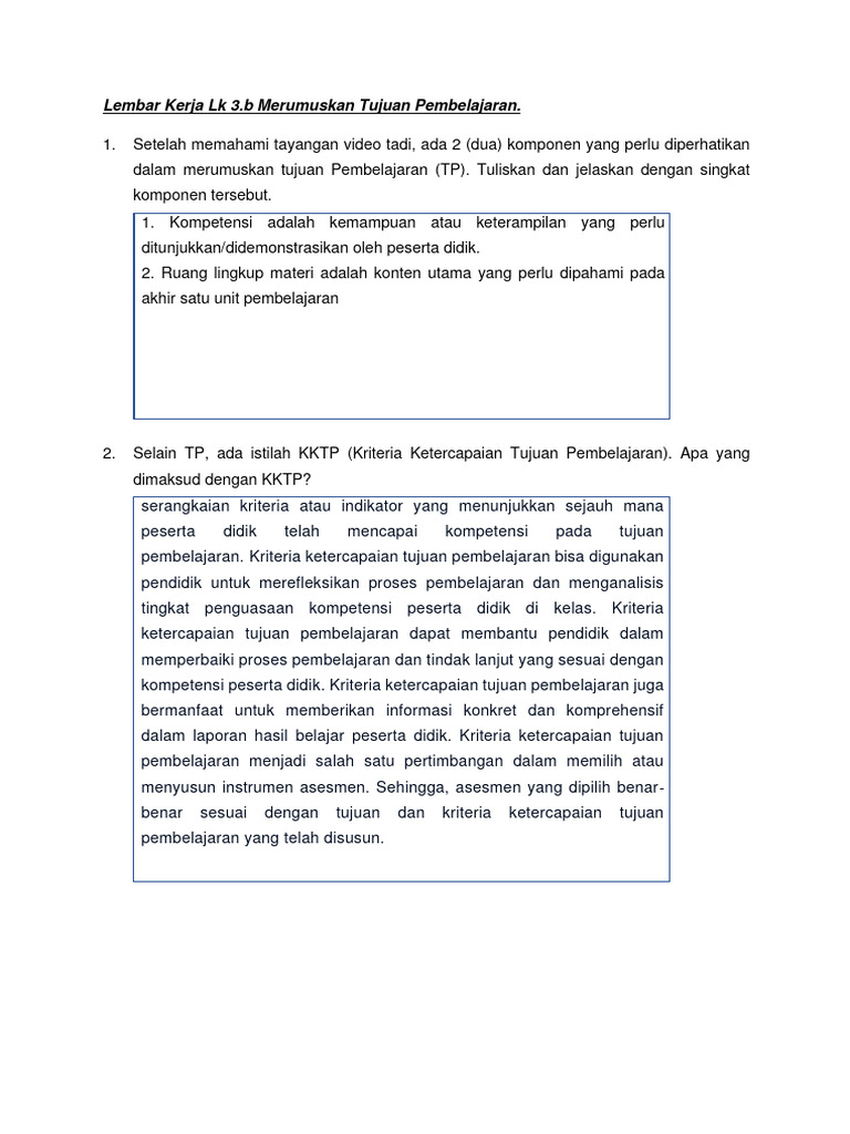 Lembar Kerja LK 3.b Merumuskan Tujuan Pembelajaran - RAHMAT HIDAYAT ...