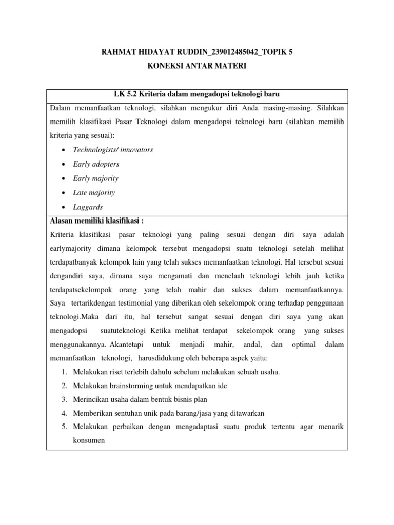 Koneksi Antar Materi - Topik 5 - Rahmat Hidayat Ruddin | PDF