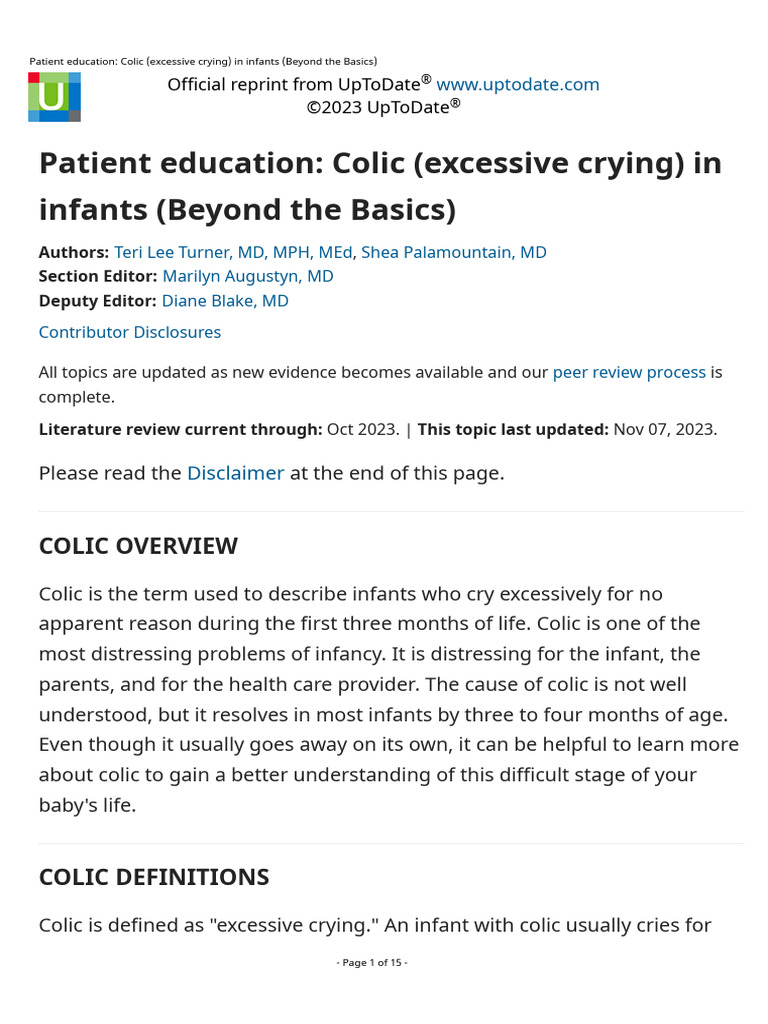 Patient Education: Colic (Excessive Crying) in Infants (Beyond The ...
