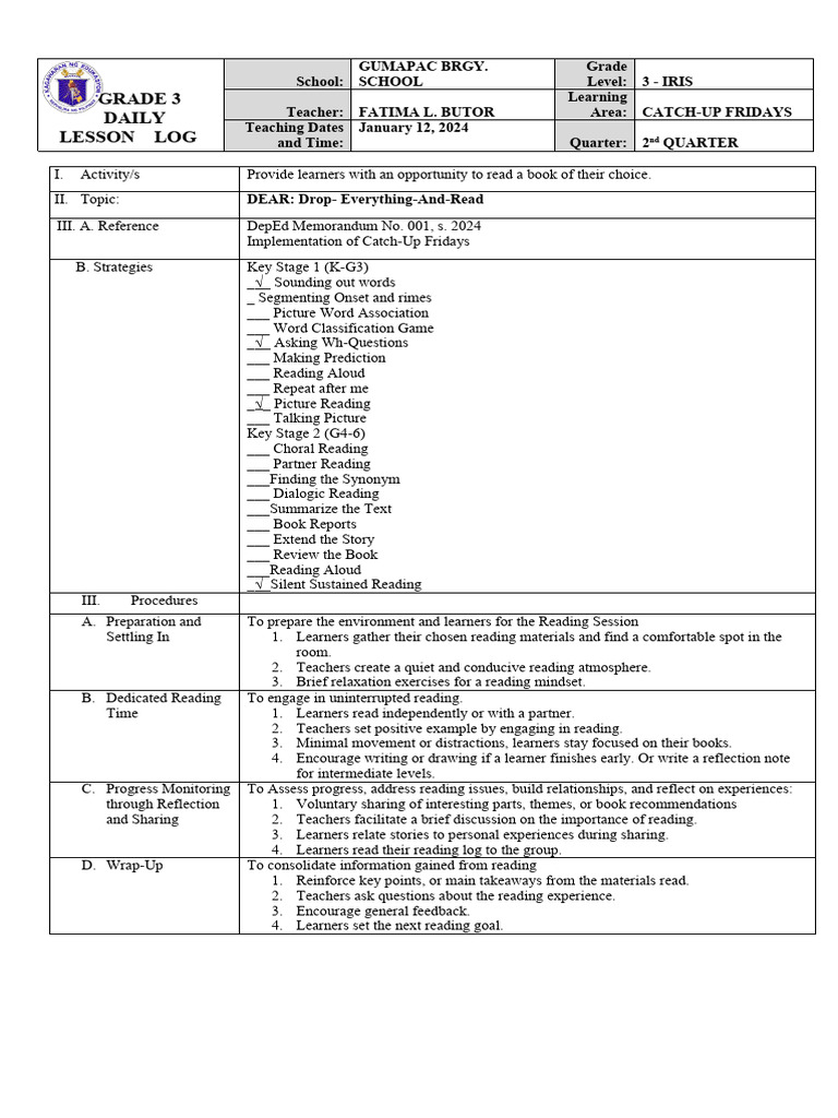 catch-Up-Lesson-Plan | PDF | Learning | Lesson Plan