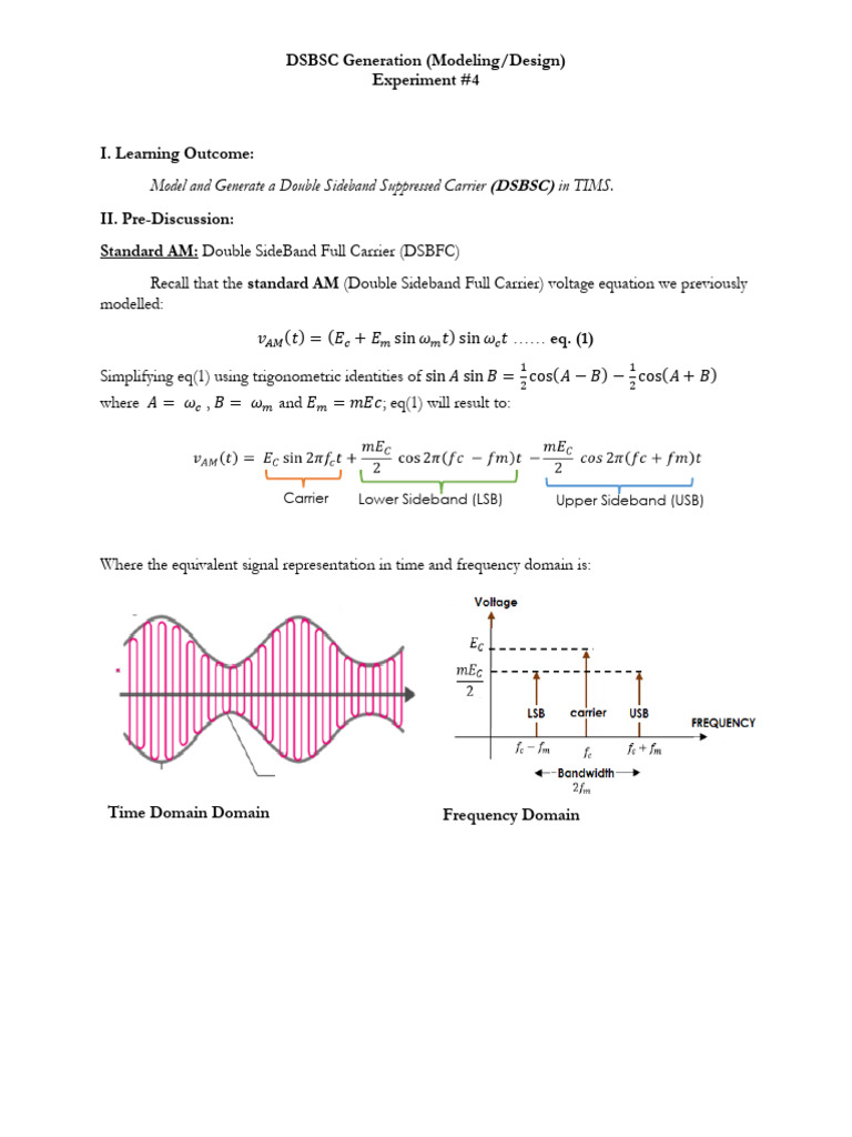 DSBSC Signal Generation in TIMS | PDF