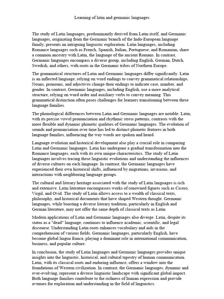 Learning of Latin and Germanic Languages | PDF | Latin | Word