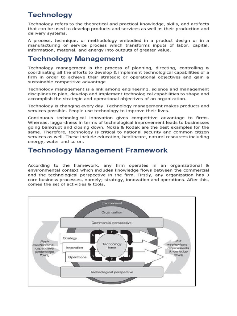 Technology Management | PDF | Innovation | Competitive Advantage