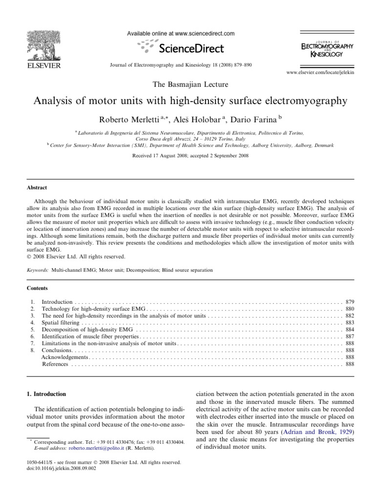 Analysis of Motor Units With High-Density Surface Electromyography ... Analysis of Motor Units With High-Density Surface Electromyography ...