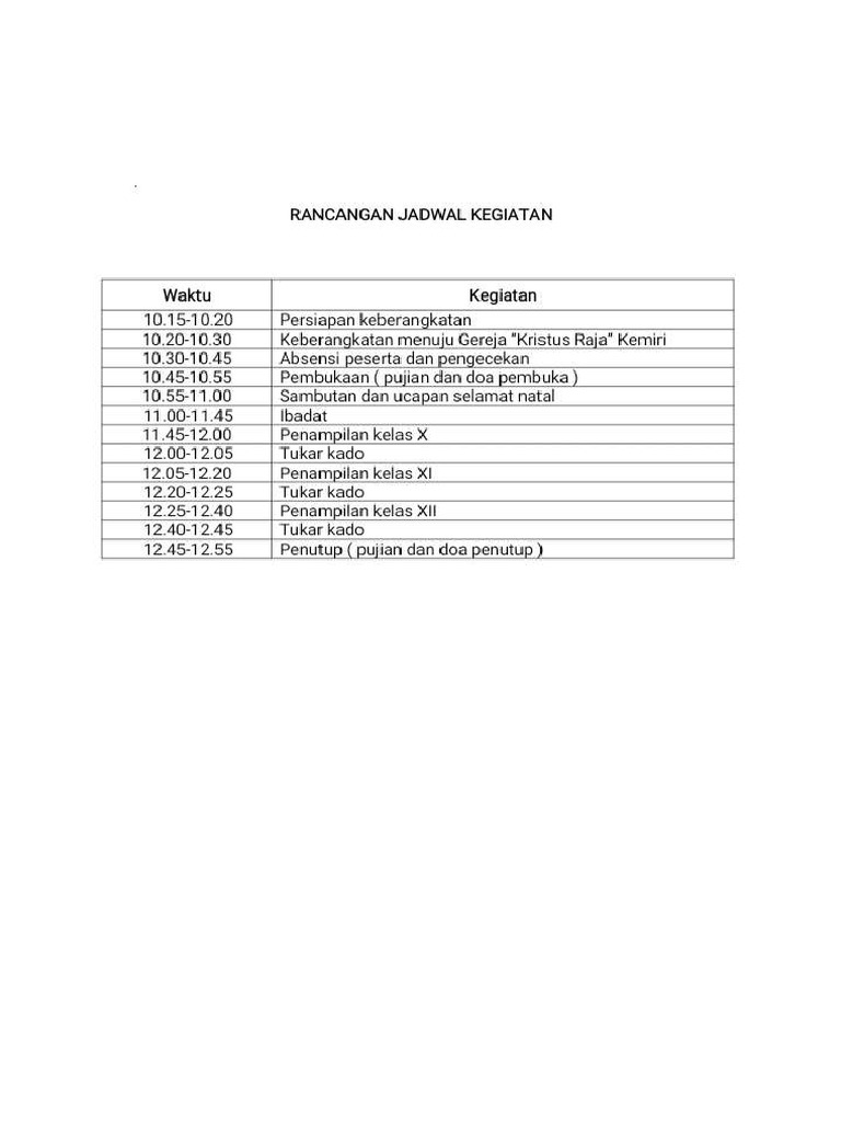 Rundown Natal Bersama | PDF