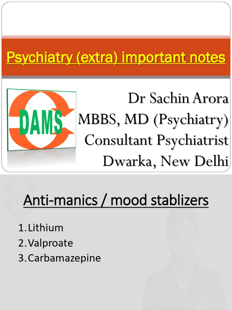 DAMS PSYCHIATRY Extra Notes For Students-1 | PDF | Sleep | Opioid Use ...