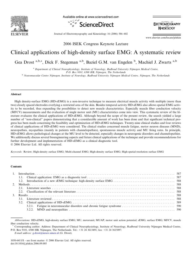 Clinical Applications of Highdensity Surface EMG Systematic Review ...