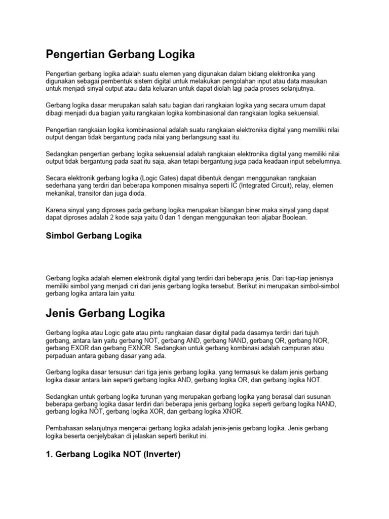 Pengertian Gerbang Logika | PDF