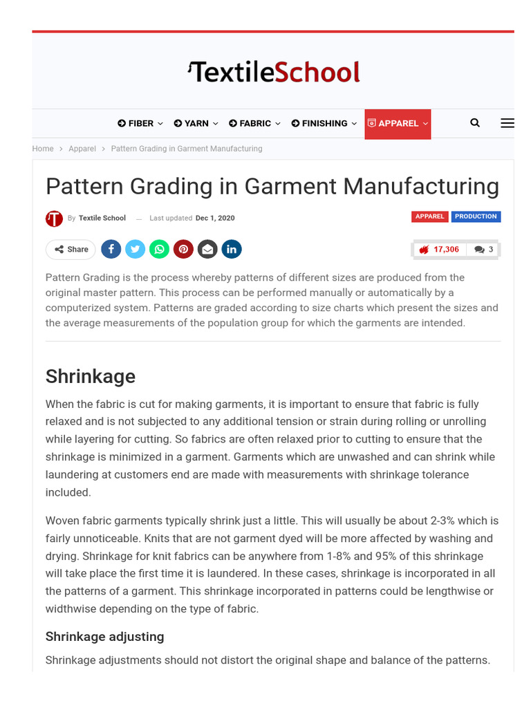 Pattern Grading in Garment Industry | PDF | Textiles | Textile Arts