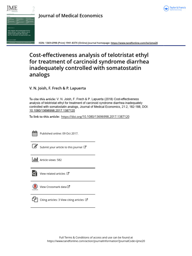 Cost Effectiveness Analysis of Telotristat Ethyl For Treatment of ...