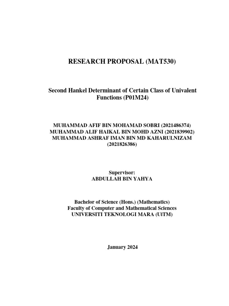 FYP Proposal Format P01M24 | PDF | Function (Mathematics) | Complex Analysis