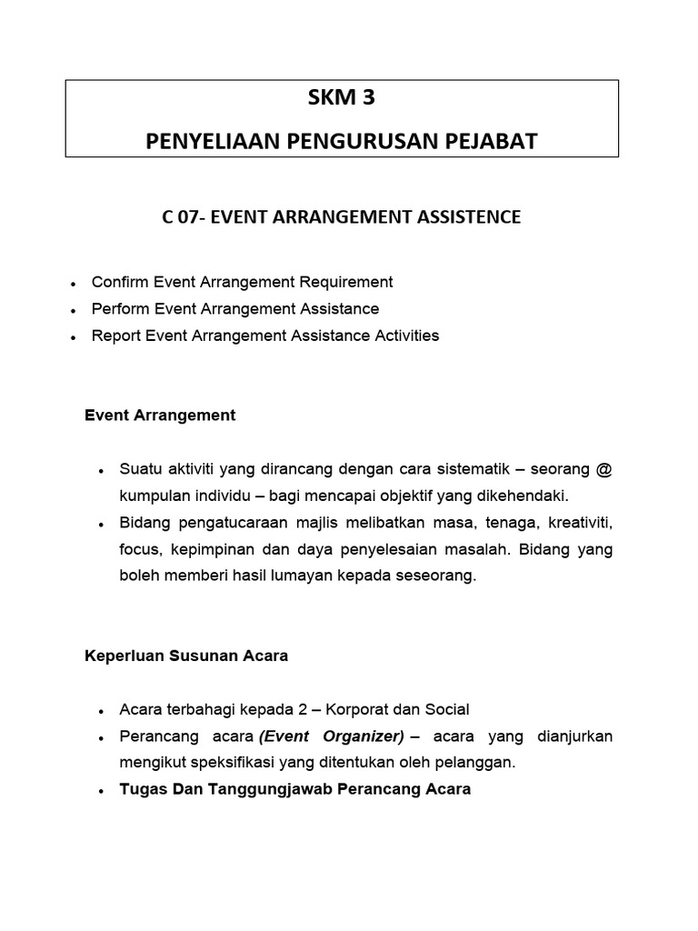 C 07 SKM 3 Peny Peng Pejabat C 07 - Event Arrangement Management | PDF